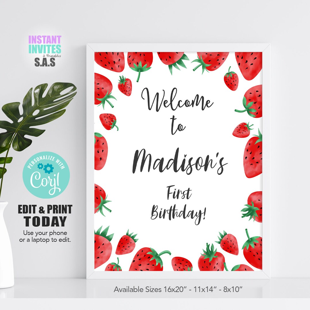 Berry Welcome Sign, Berry Birthday Sign, Berry705 - Etsy