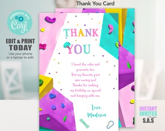Rock Climbing Thank You Cards - Etsy
