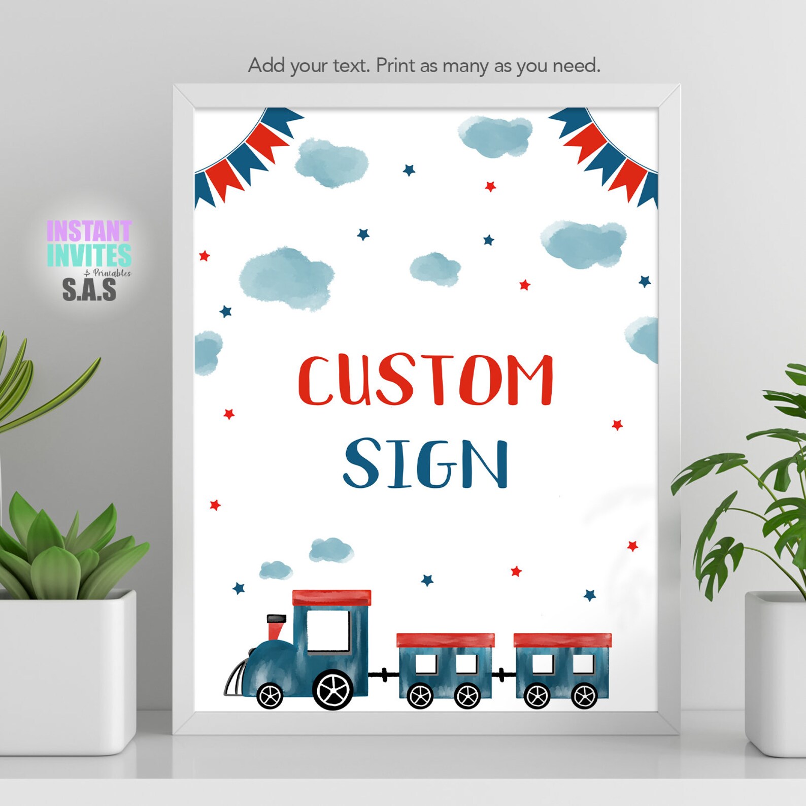 Editable Train Sign Train Custom Sign Train703 | Etsy