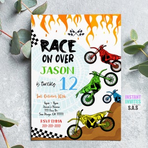 Bike Party Invitation, Dirt Bike Invites, Instant Download Dirt Bike ...