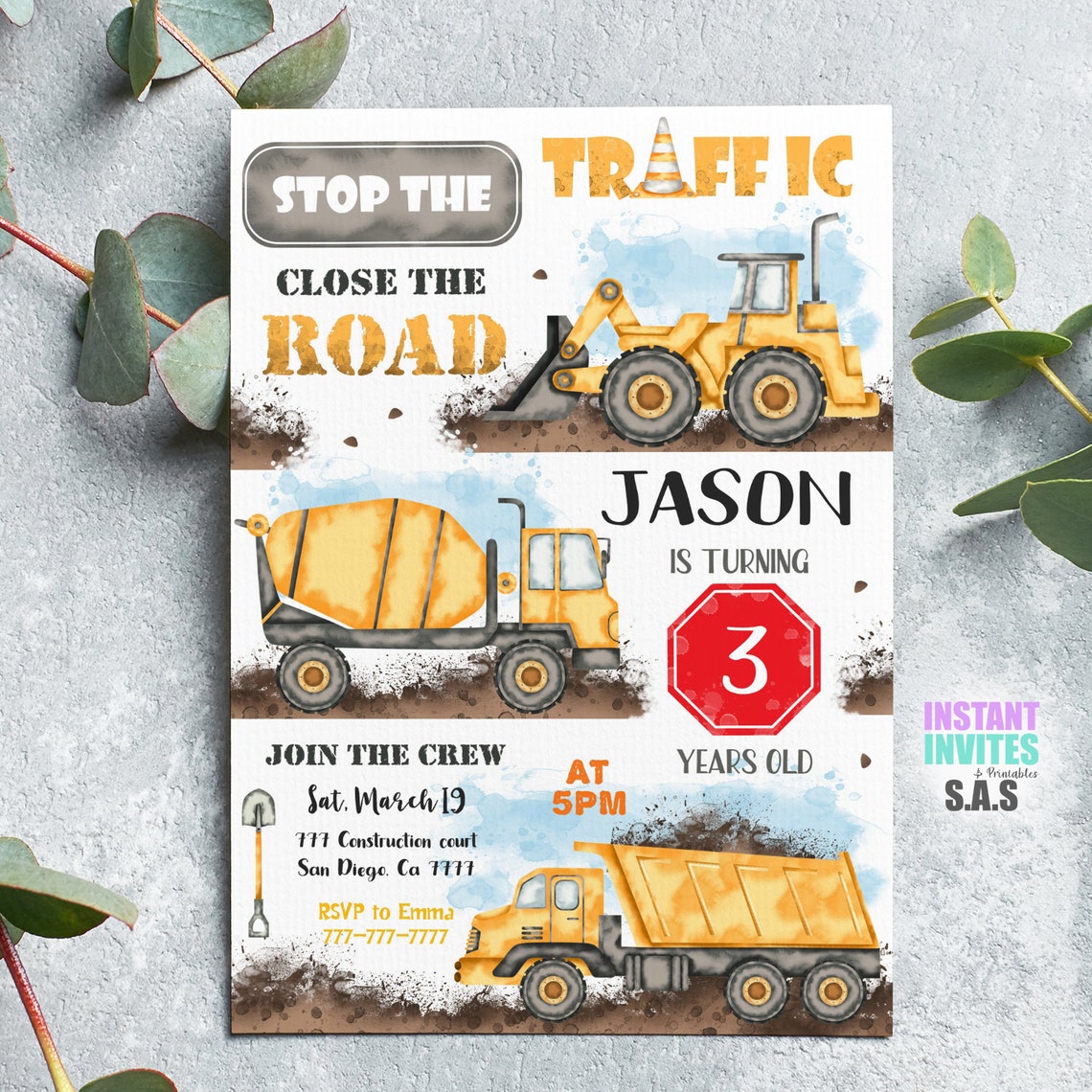 Construction Invitation Construction Invites Instant - Etsy