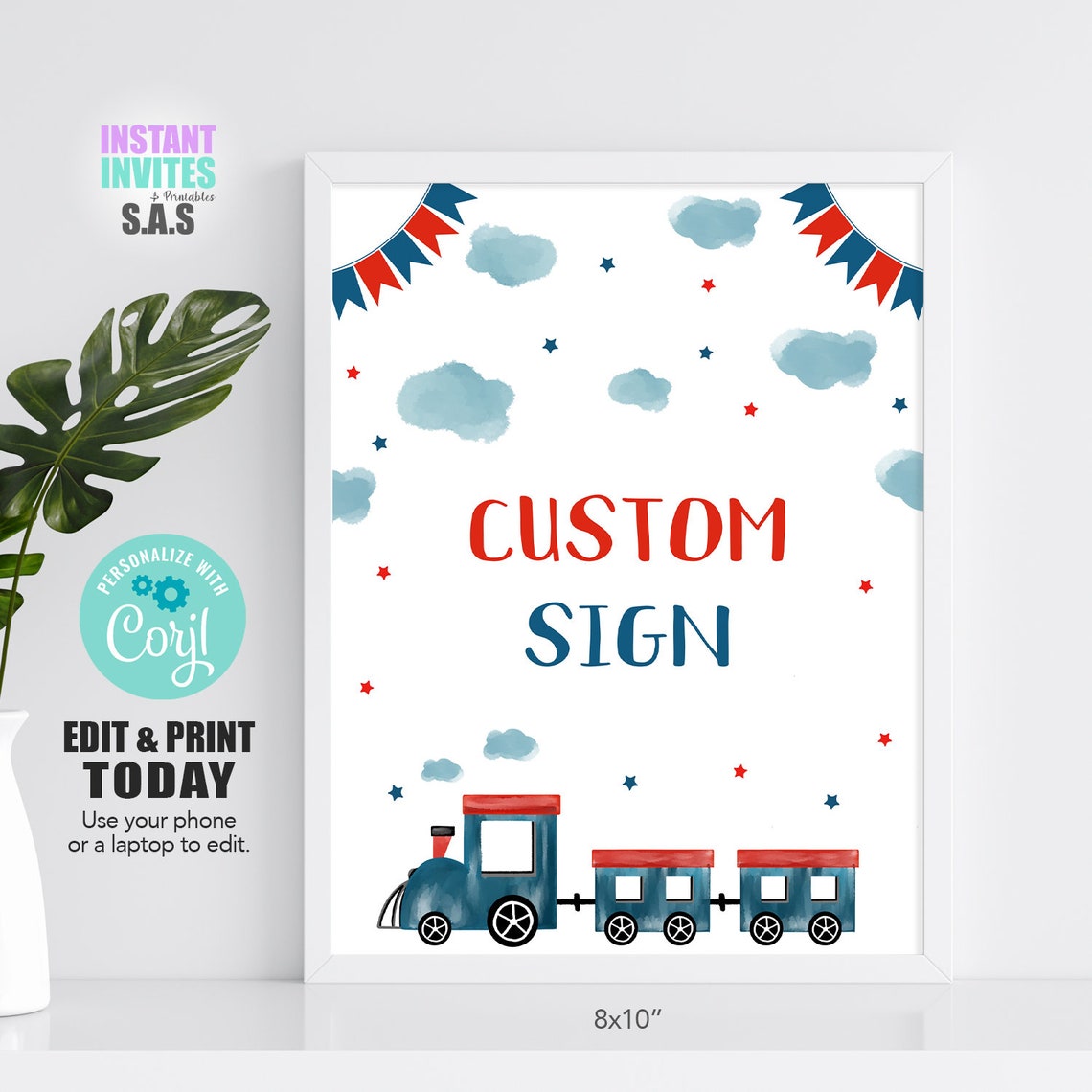 Editable Train Sign Train Custom Sign Train703 | Etsy