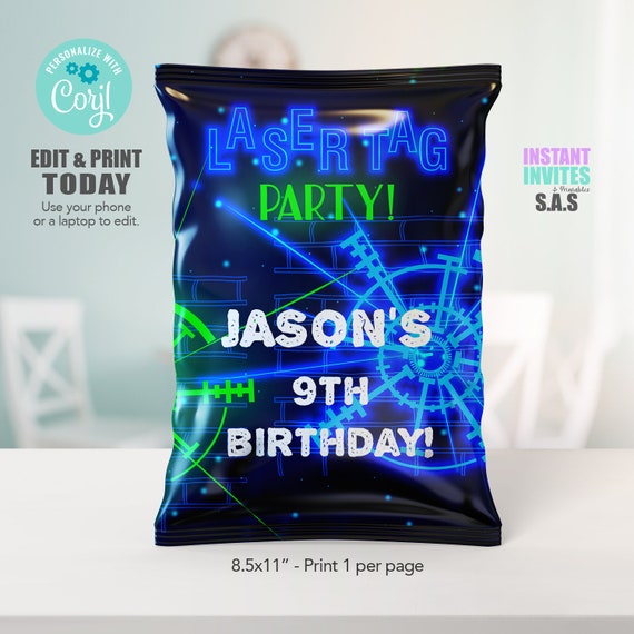 Laser Tag Chip Bag Labels Laser Tag Chip Bags Laser Tag Chip - Etsy UK
