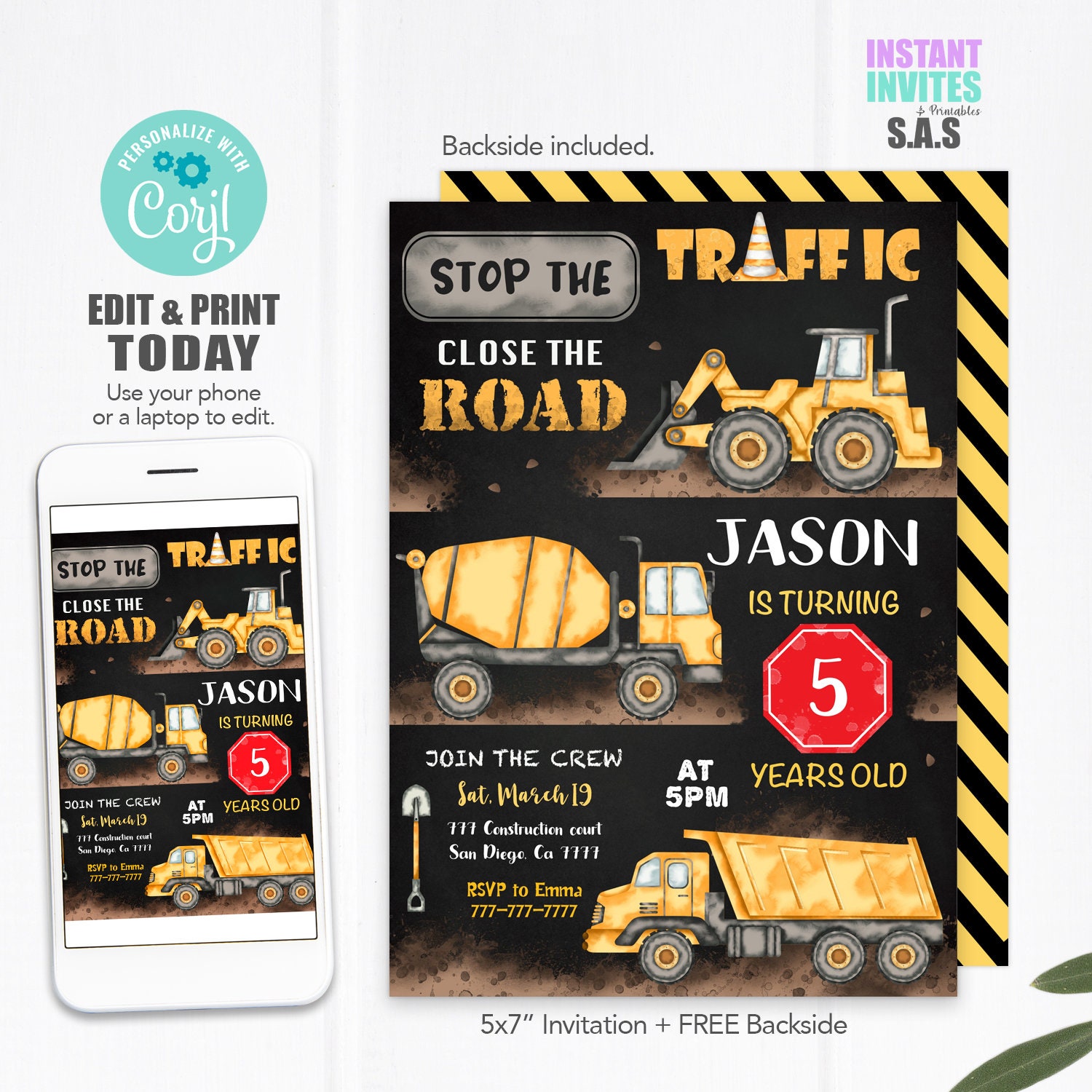 Construction Invitation Construction Invites Instant - Etsy