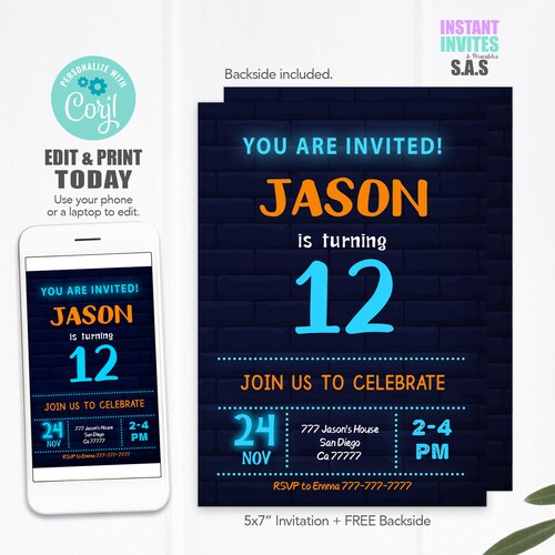 Boy Birthday Invitation Boy Birthday Invites Instant - Etsy