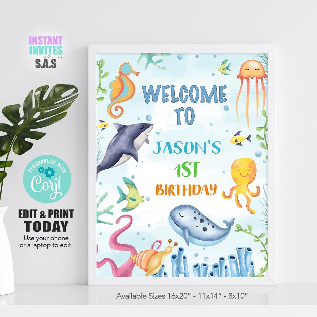 Under Sea Welcome Sign, Under the Sea Birthday Sign, Undersea701 - Etsy