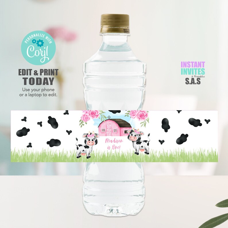 Cow Water Labels, Cow Party Labels, Cow Water Bottle Labels, Cow701 - Etsy