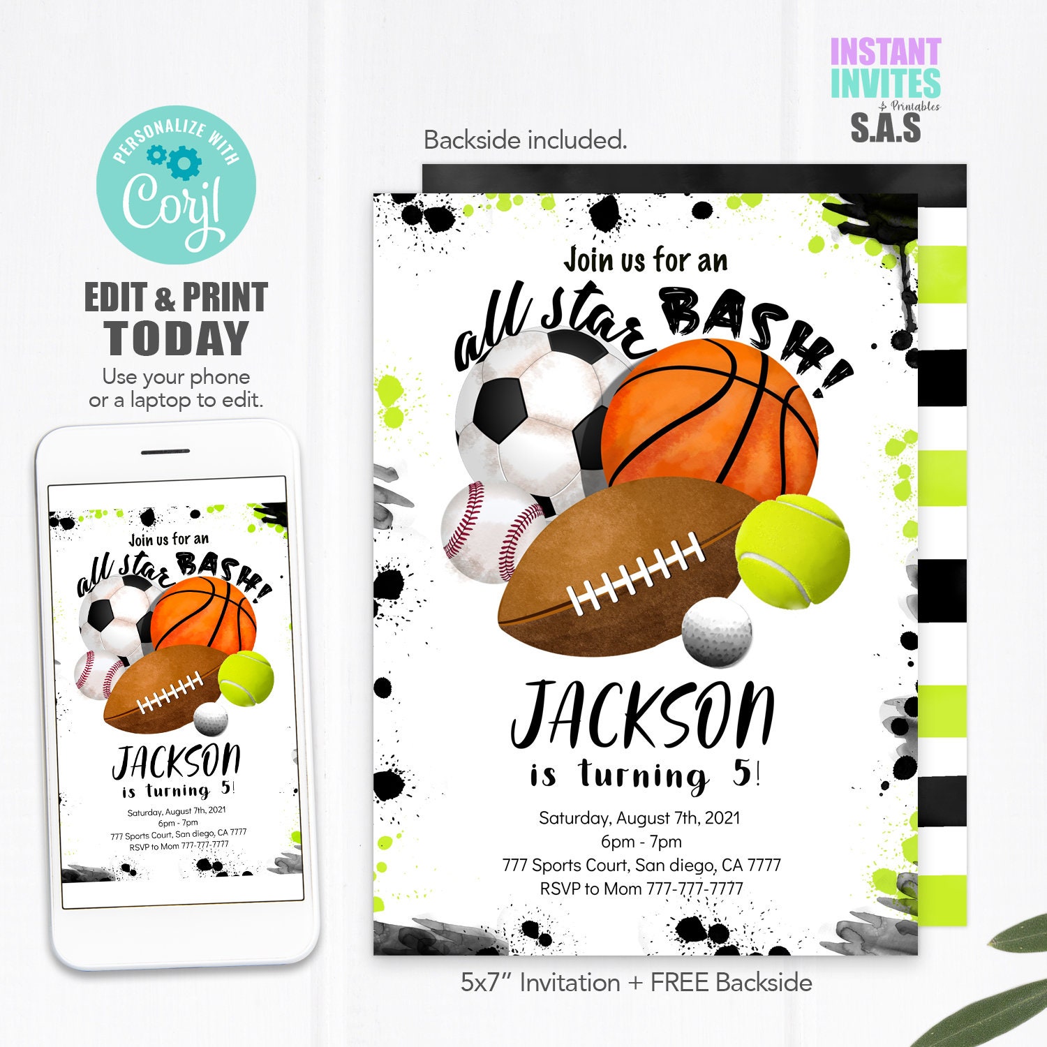 Sports Invitation Sports Invites Instant Download Sport - Etsy
