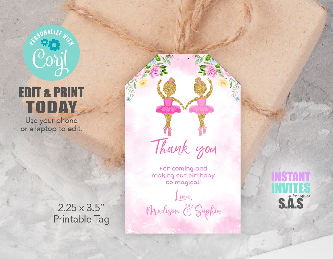 Ballerina Tags, Ballerina Birthday Tags, Ballerina Favor Tags ...