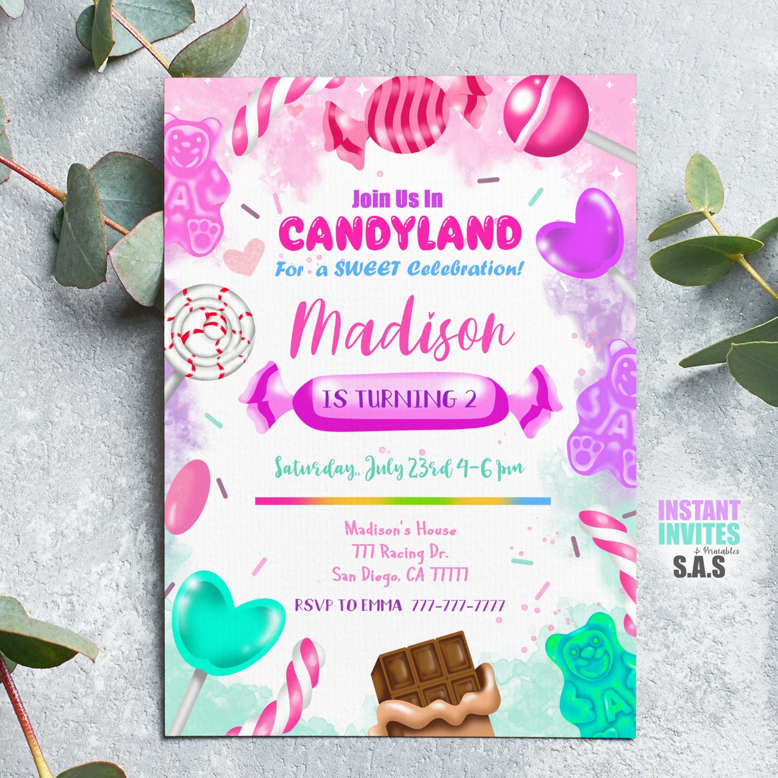 Candy Land Invitation Candy Land Invites Instant Download - Etsy
