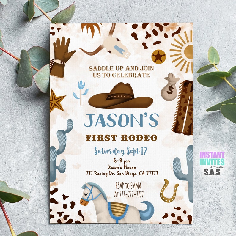 Cowboy Invitation Cowboy Invites Instant Download Cowboy - Etsy