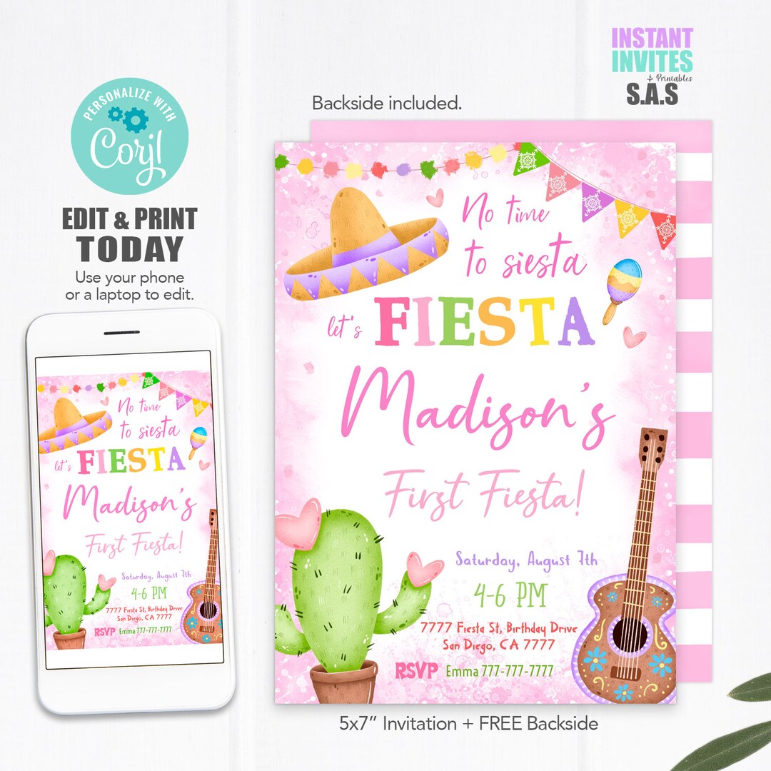 Fiesta Invitation, Fiesta Invites, Instant Download Fiesta Invitations ...