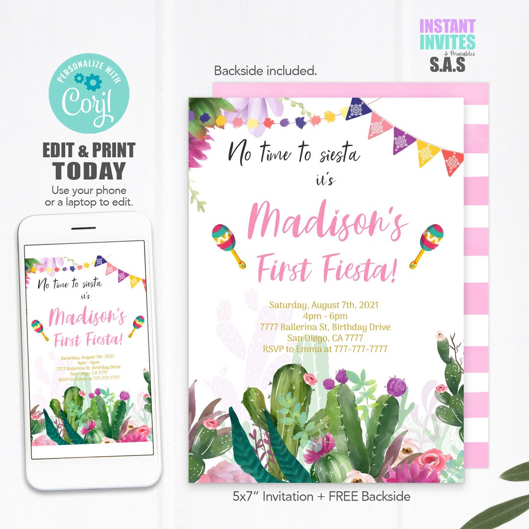 Fiesta Invitation, Fiesta Invites, Instant Download Fiesta Invitations ...