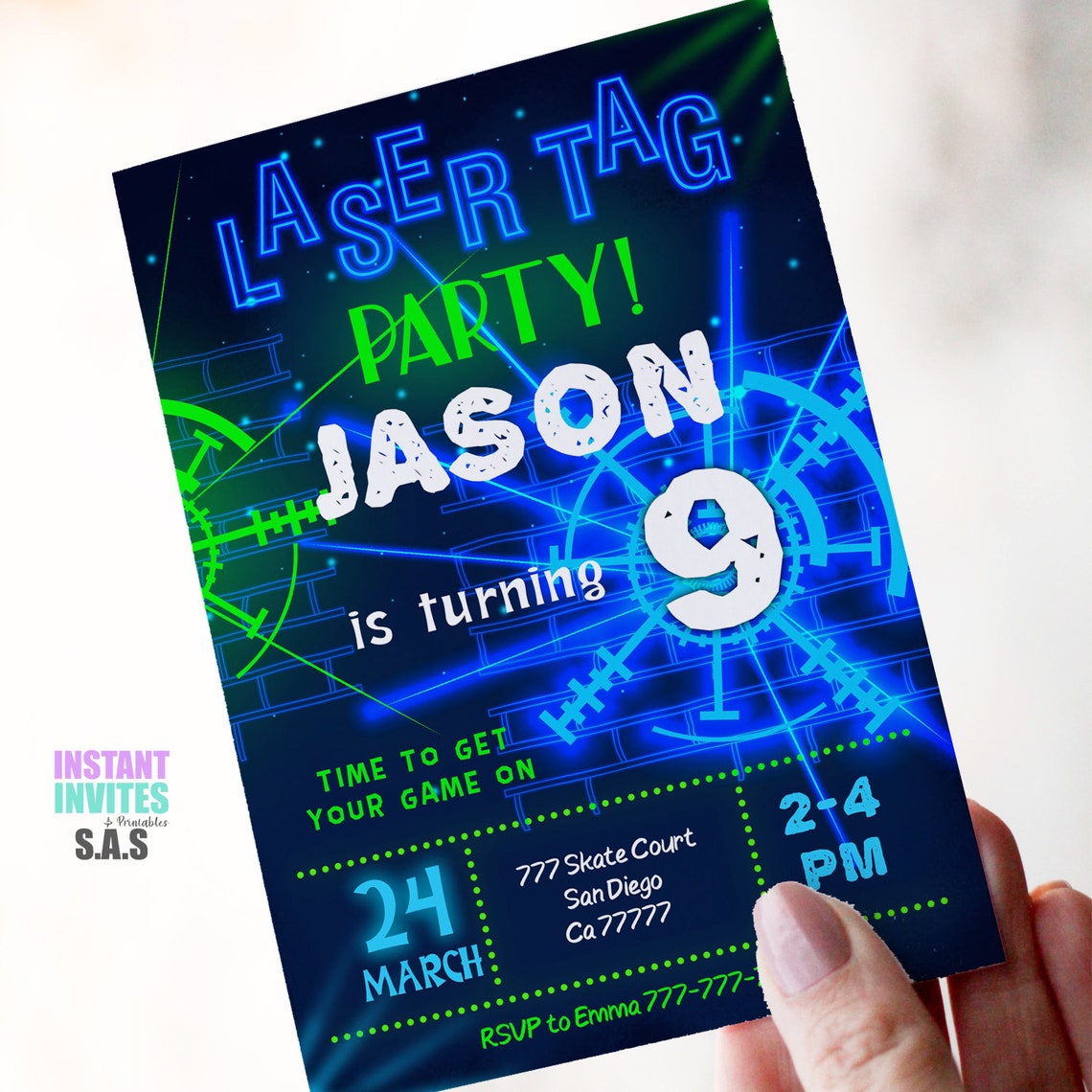 Laser Tag Invitation Laser Tag Invites Instant Download - Etsy