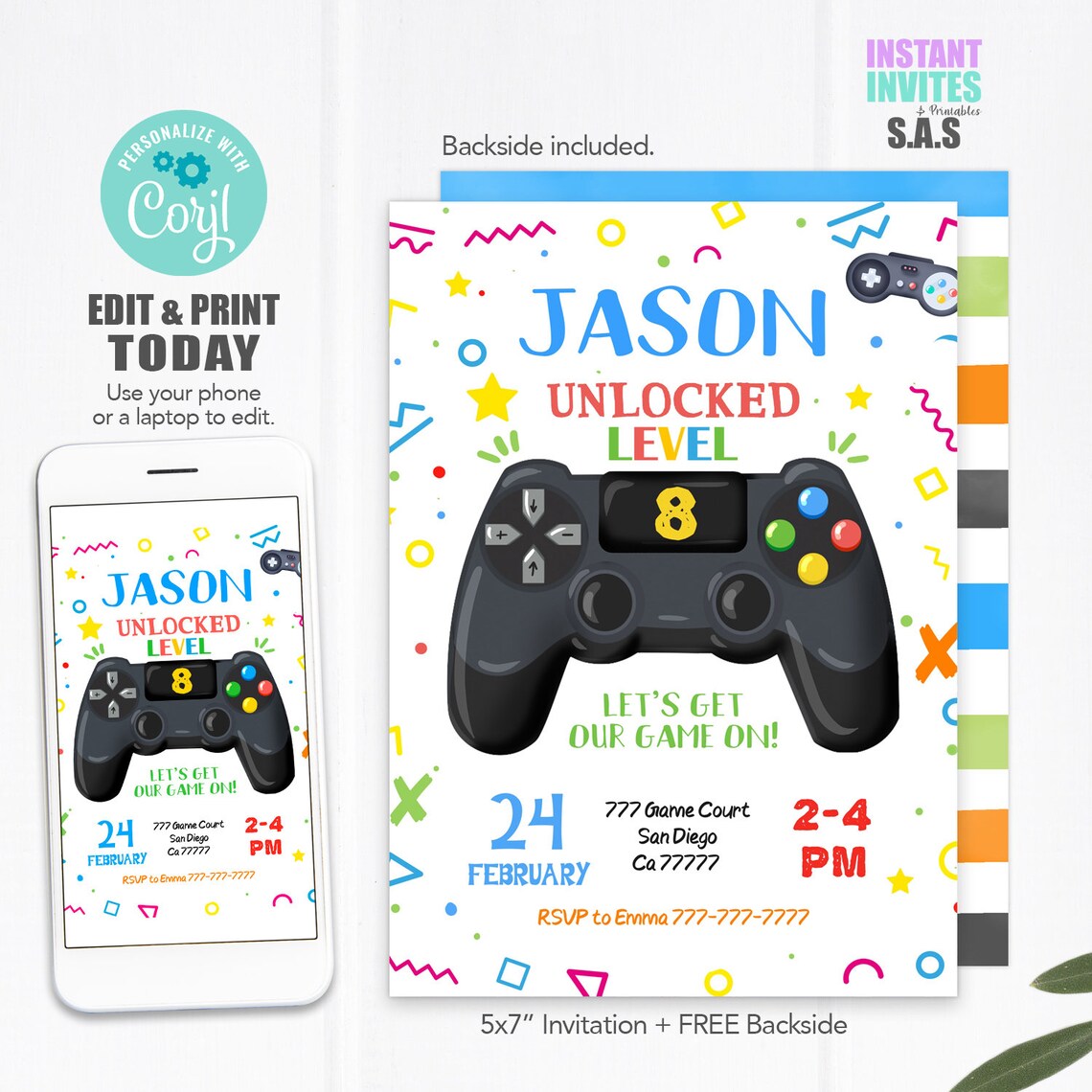 Video Games Invitation Video Games Invites Instant Download - Etsy