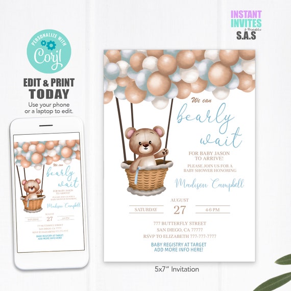 Teddy Bear Invitation Teddy Bear Invite Instant Download - Etsy