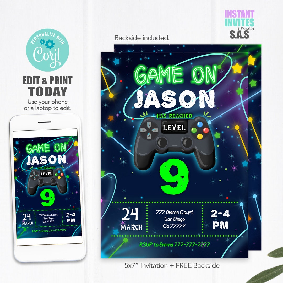 Video Games Invitation, Video Games Invites, Instant Download Video ...