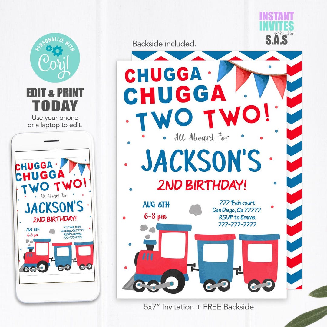 Train Birthday Invitation, Train Invites, Instant Download Train ...