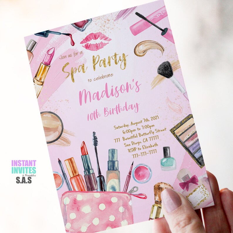 Spa Party Invitation Spa Birthday Invites Instant Download - Etsy