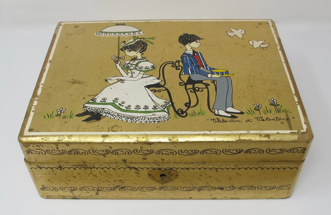 1950s Earl Bernard "valentin Et Valentine" Girl & Boy Jewelry Box With ...