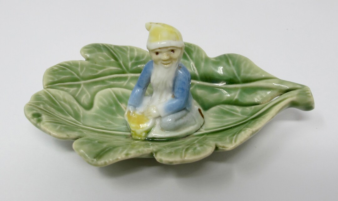 Shamrock Pottery Ireland Leprechaun on Leaf Figurine or Trinket Dish - Etsy