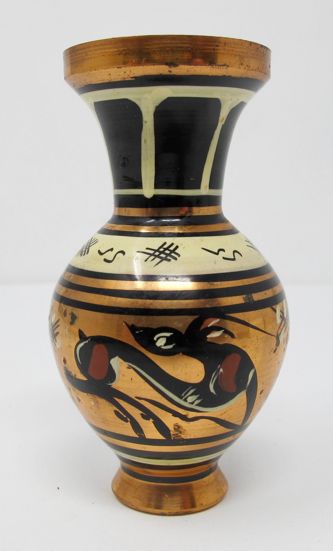 Miniature Hand-painted Copper Vase From Greece - Etsy