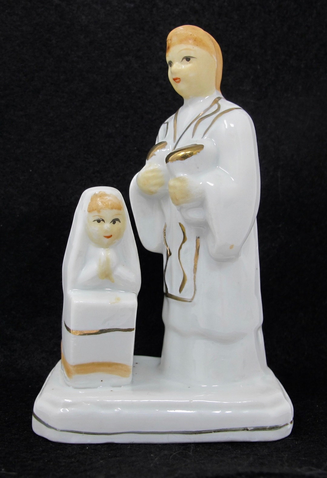 Porcelain Priest & Girl First Communion Figurine - Etsy
