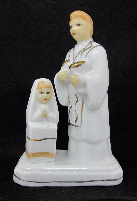 Porcelain Priest & Girl First Communion Figurine - Etsy