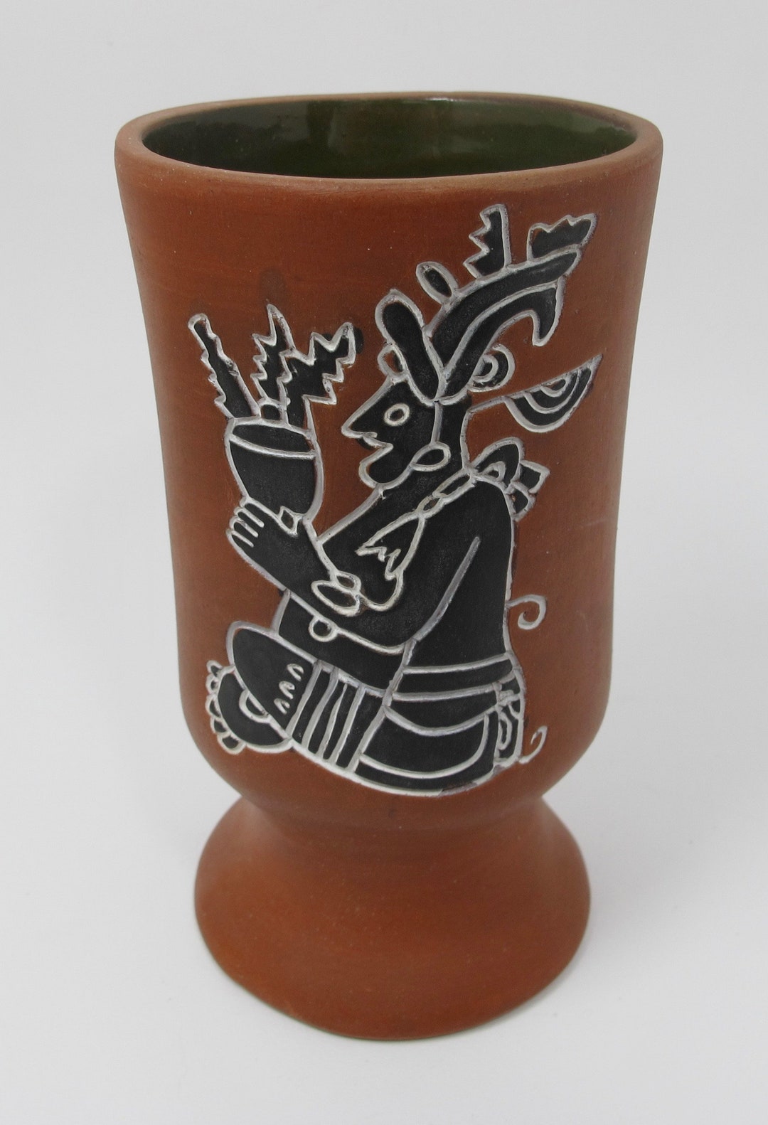 Aztec Priest Earthenware Goblet From Mexico - Etsy