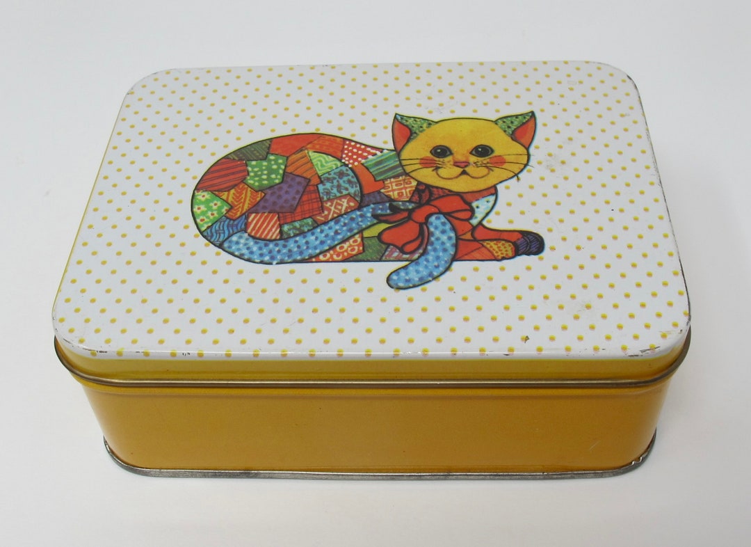 1970s Giftco Inc. Patchwork Cat Tin Box With Notepaper - Etsy