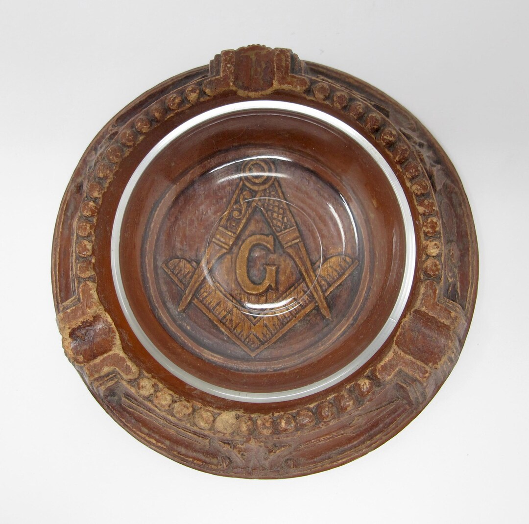 1960s Brown Ceramic Freemasons Masonic Symbol Ashtray With Removable ...