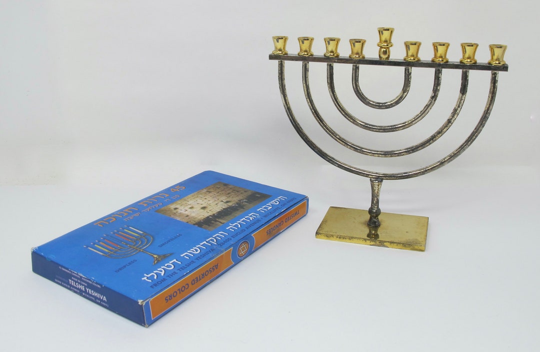 24-karat Gold and Silver-plated 9-armed Hanukkiah Menorah - Etsy