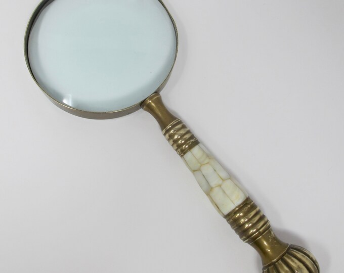 10" Brass Magnifying Glass With White Abalone Shell Trim - Etsy