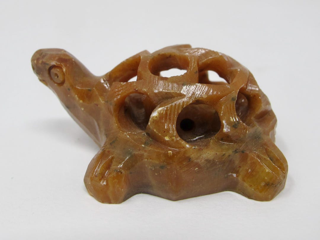 Hand-carved Orange Soapstone Mother Turtle Tortoise With Baby Inside ...