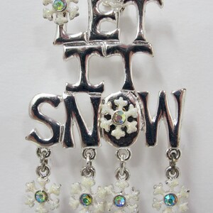 KC "let It Snow" Holiday Brooch With Glitter Rhinestone Snowflake ...