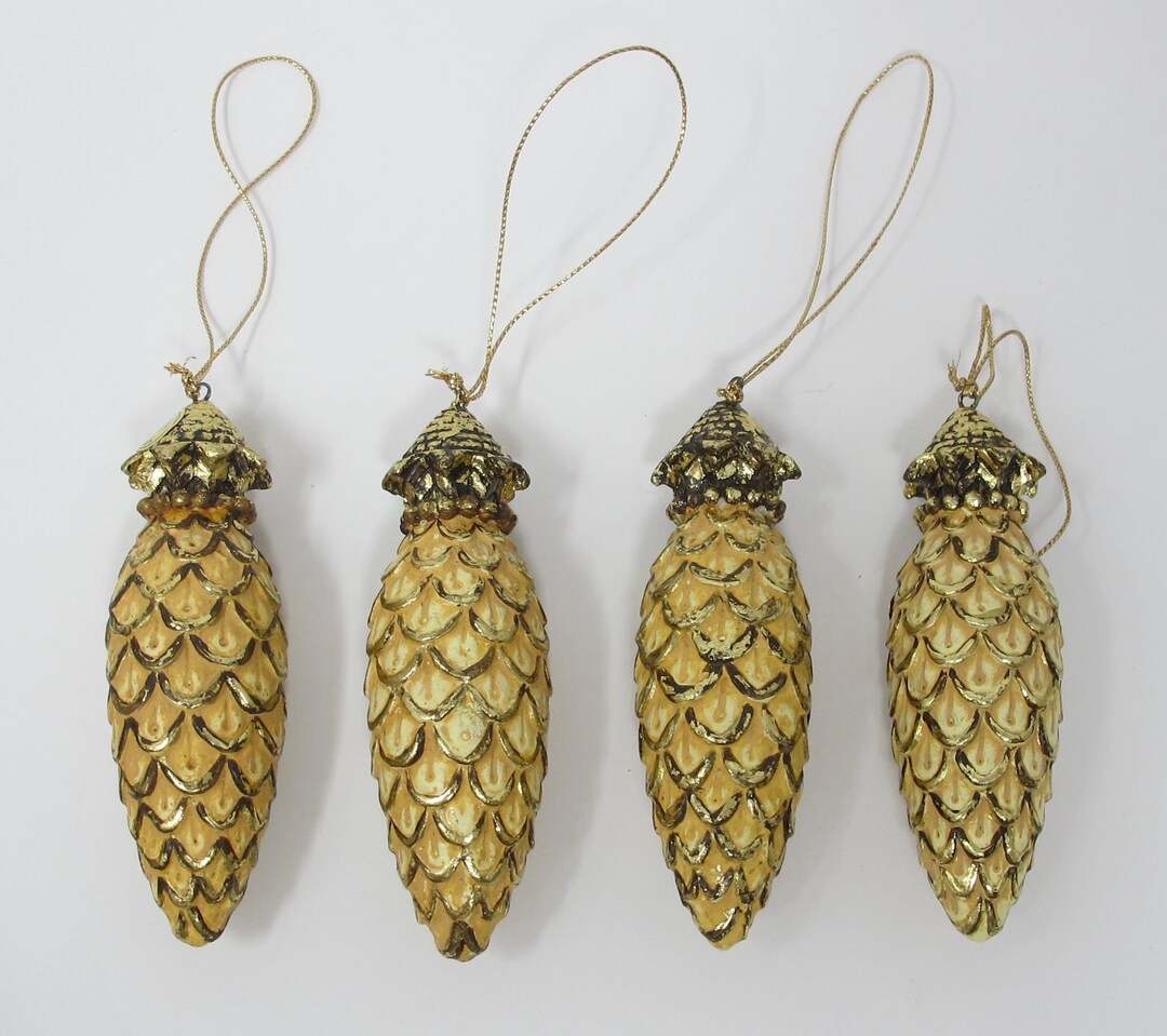 Gold Pine Cone Christmas Ornaments (set of 4) - Etsy