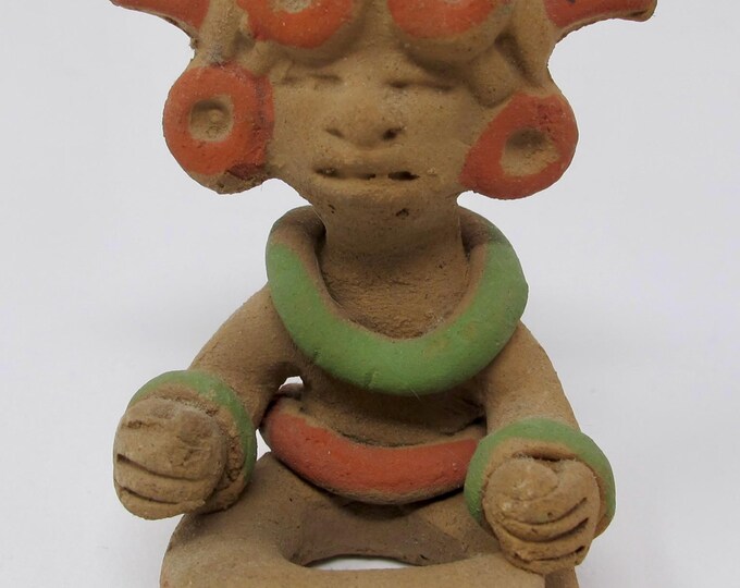 Miniature Aztec Mayan Seated Earthenware Man Figurine From Mexico - Etsy
