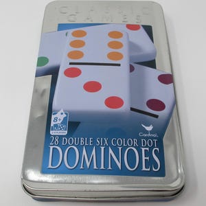 Cardinal Classic Games 28 Double Six Color Dot Dominoes in Metal Tin - Etsy