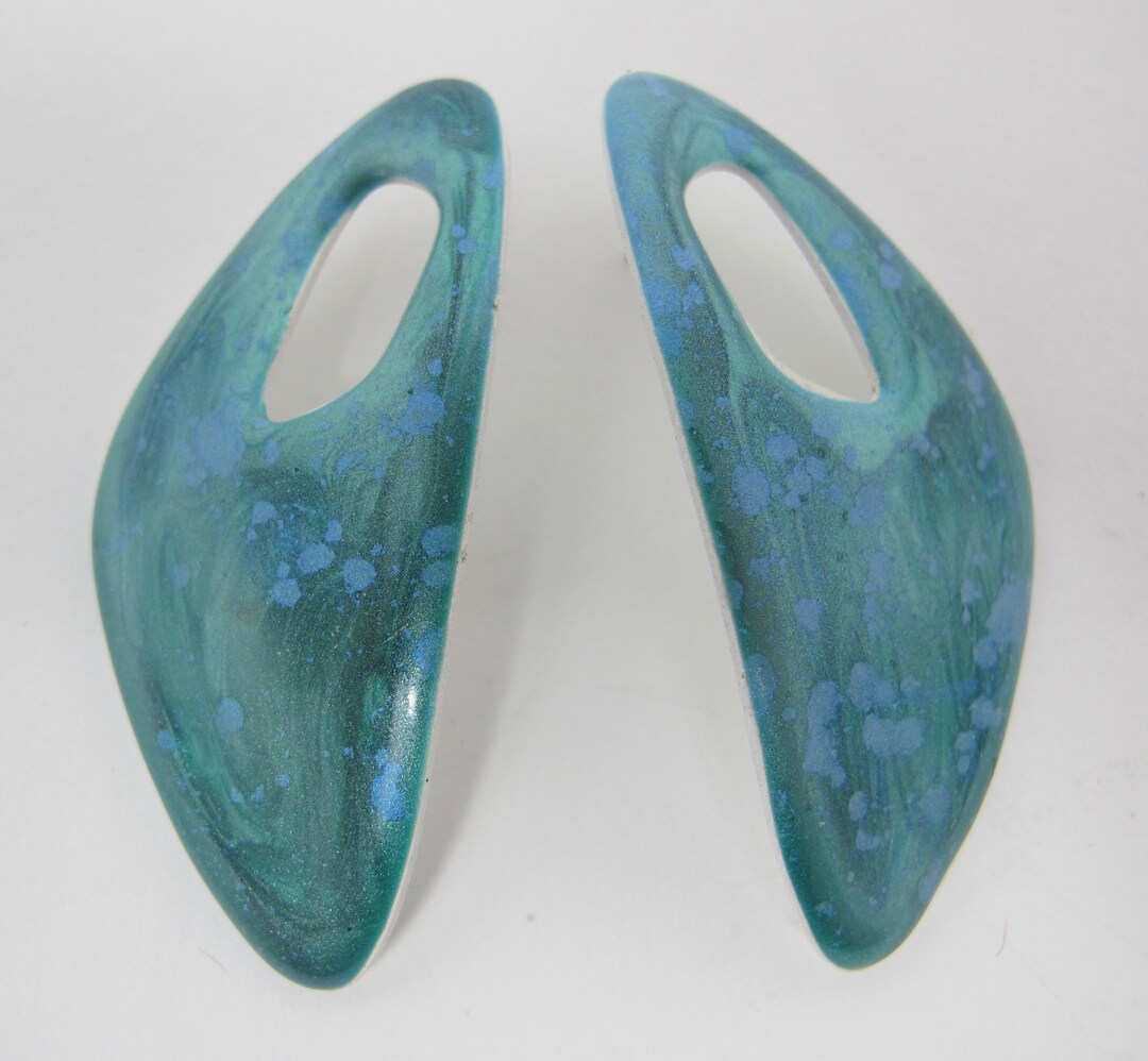 Retro Aqua Blue Boomerang Cutout Earrings - Etsy