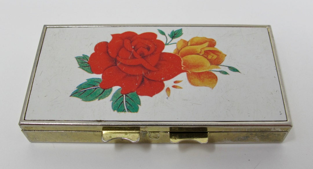 1960s Enamel Rose Pill Box - Etsy