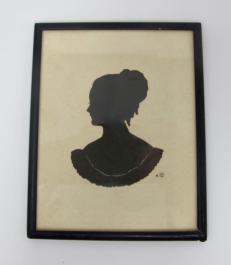 Sidney Z. Lucas Cutout Paper Silhouette of Young Woman in Black Metal ...