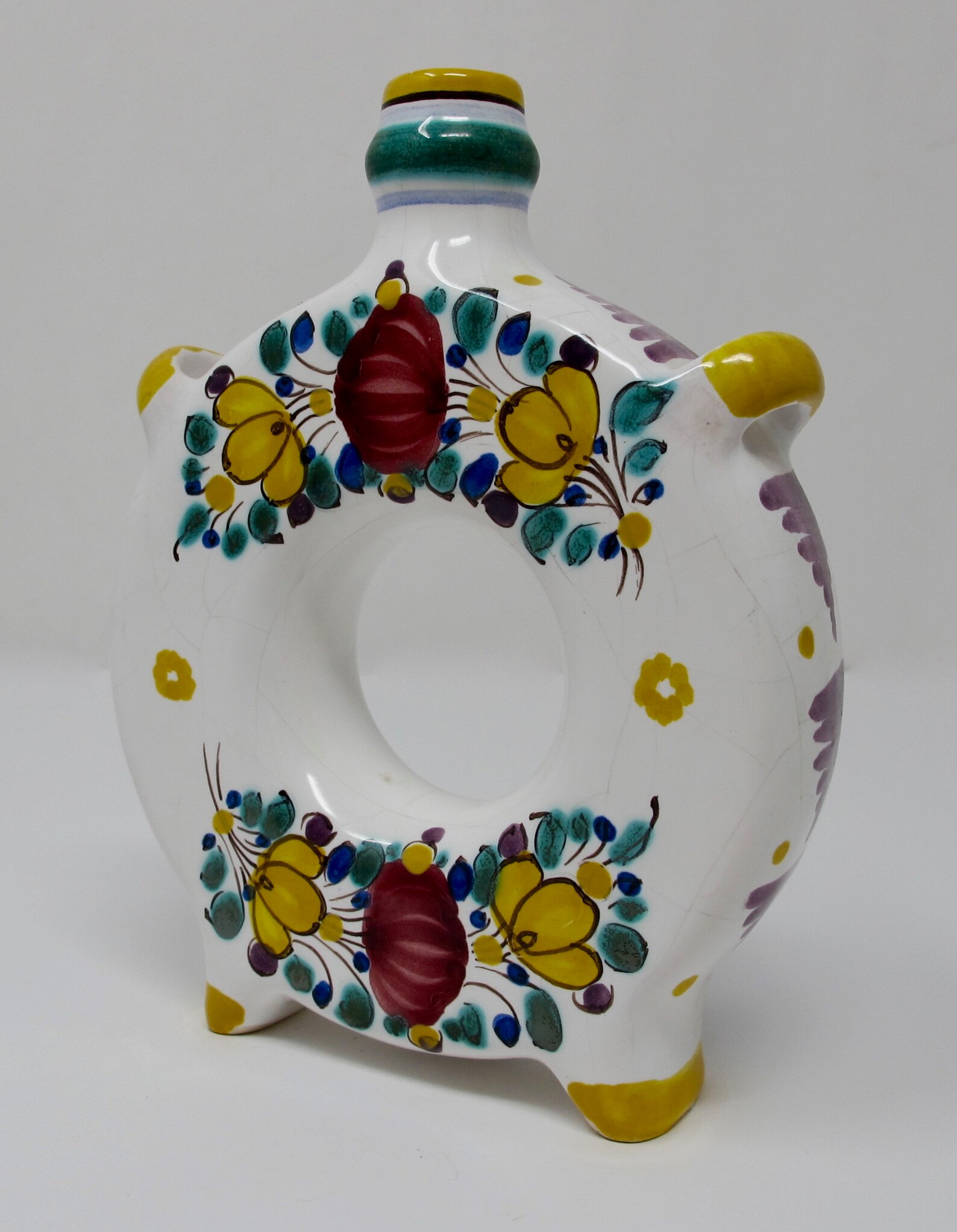 Mexican Pottery Ceramic Doughnut Bud Vase With Flower Design - Etsy