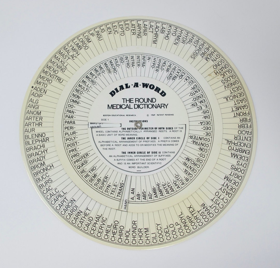 Dial-a-word Round Medical Dictionary Wheel (1969) - Etsy