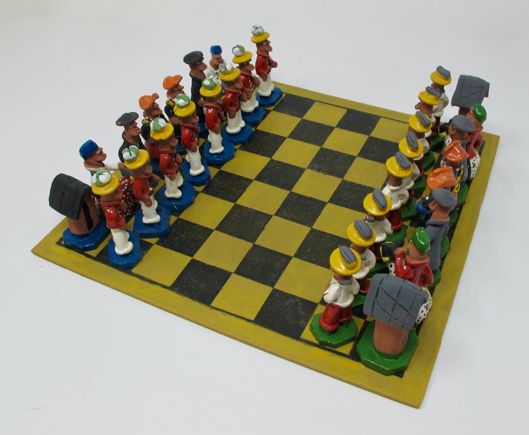 Handmade Clay Chess Set From Mexico - Etsy