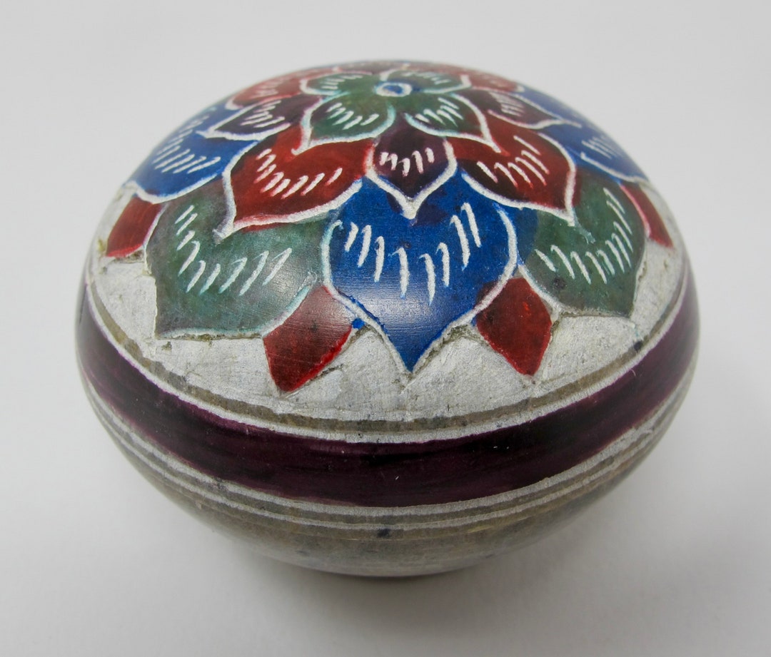 Carved Stone Lotus Flower Trinket Box From India - Etsy