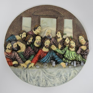 Last Supper Round Bas-relief Plaque - Etsy