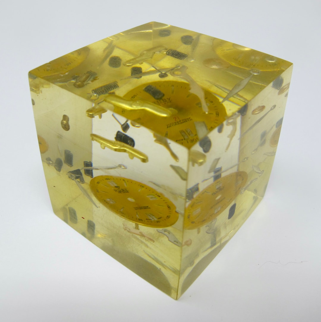 Exploded Watch Face in Lucite Cube Paperweight - Etsy