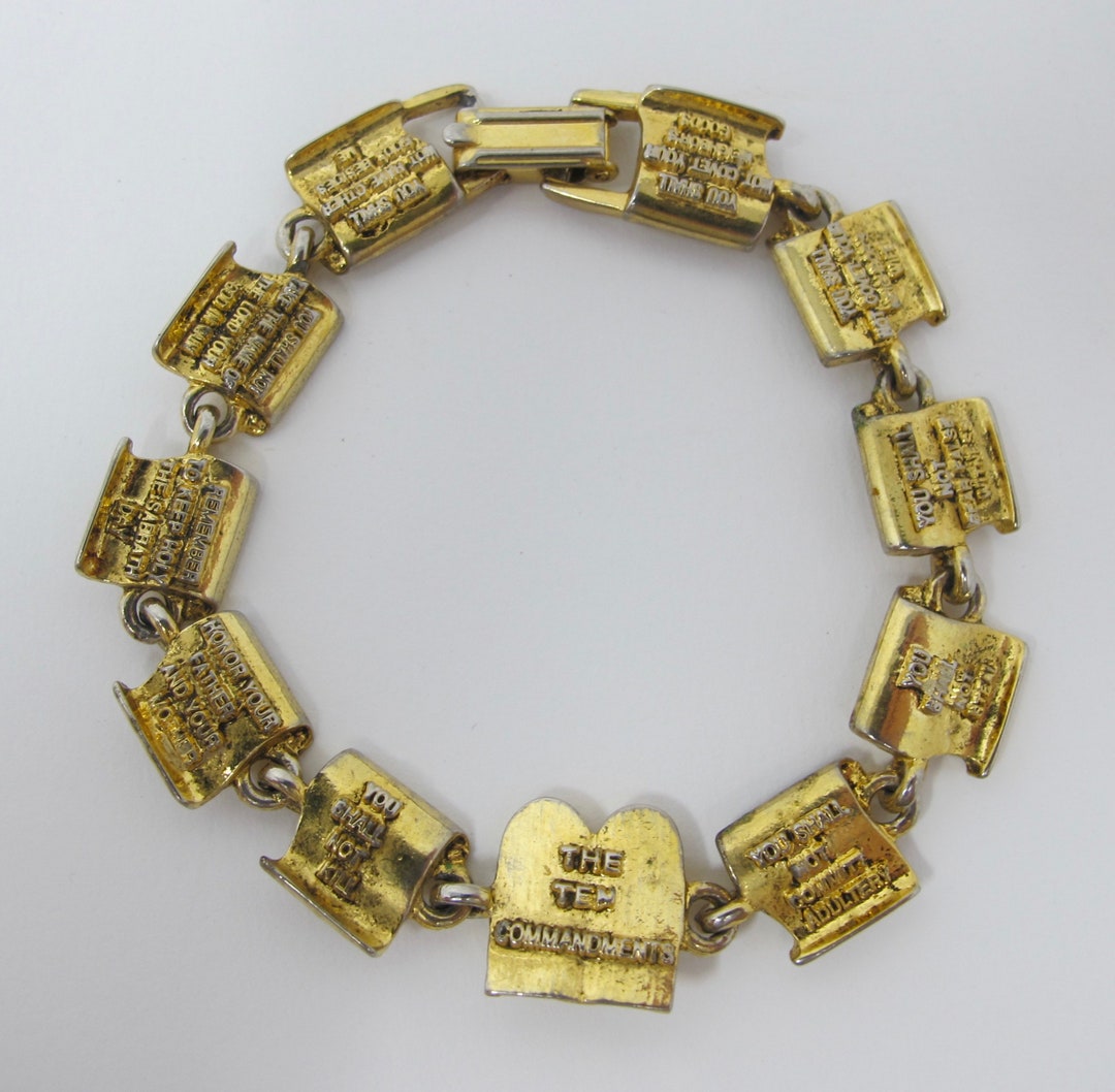 Ten Commandments Religious Charm Bracelet - Etsy