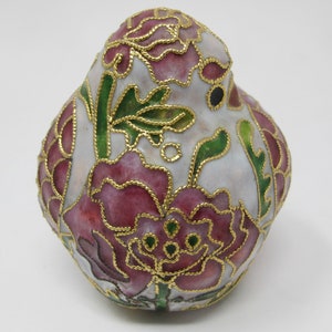 Pink, Green & White Cloisonne Champleve Bird Figurine With Rose Pattern ...