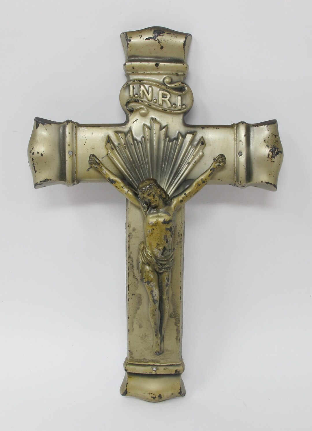 Metal Casket Crucifix Cross With Art Deco Sunburst Design - Etsy